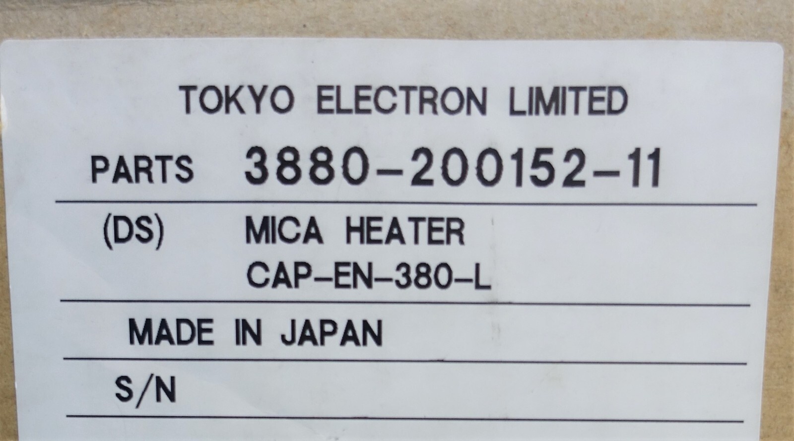 TOKYO ELECTRON TEL 3880-200152-11 MICA HEATER CAP-EN-380-L *UNUSED* | eBay