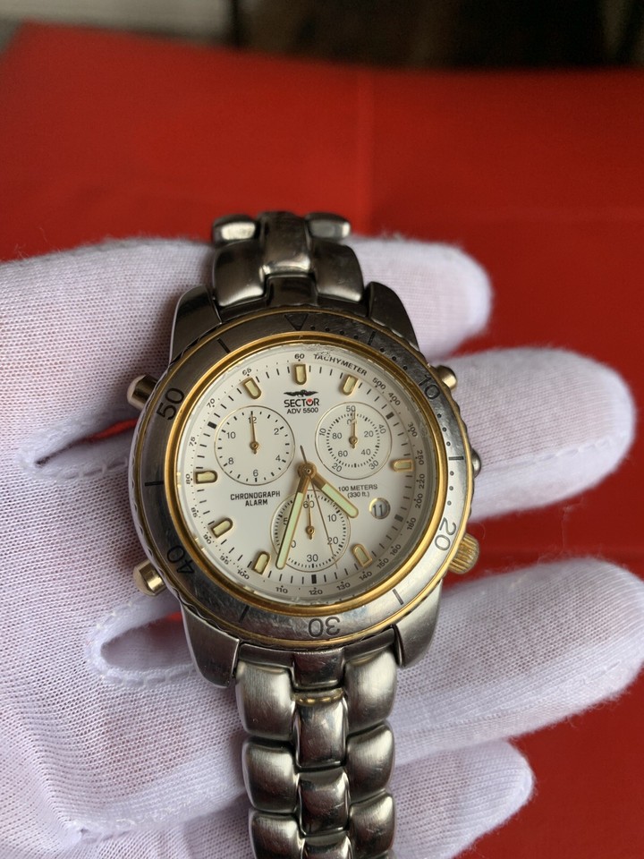 VINTAGE SECTOR ADV 5500 CHRONOGRAPH ALARM 12 Jewels MEN'S QUARTZ WATCH ...