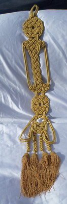 VTG CHINOISERIE ASIAN KNOTTED MACRAME GOLDEN SATIN TASSEL FOR WALL ...