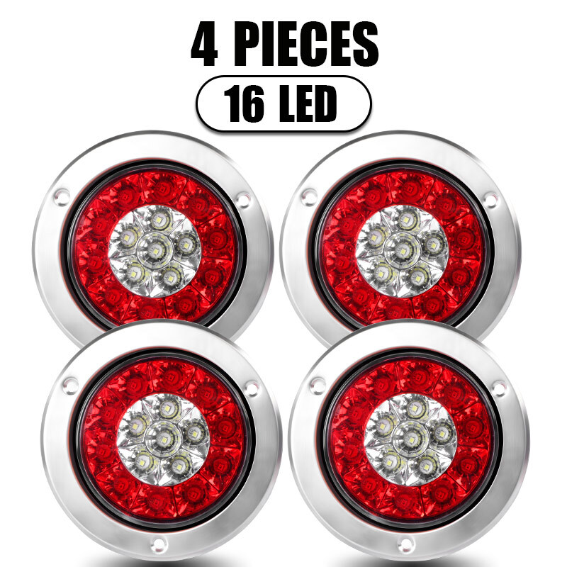 4"inch Round LED Tail Light Stop Reverse Turn Hi/Lo Trailer Truck Ute ...