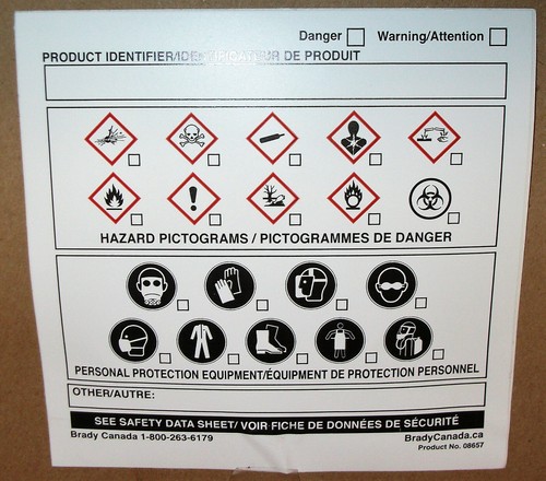 BRADY 08657 WHMIS 5" x 5" SELF LAMINATING LABEL Y4293328 25/PACK | eBay