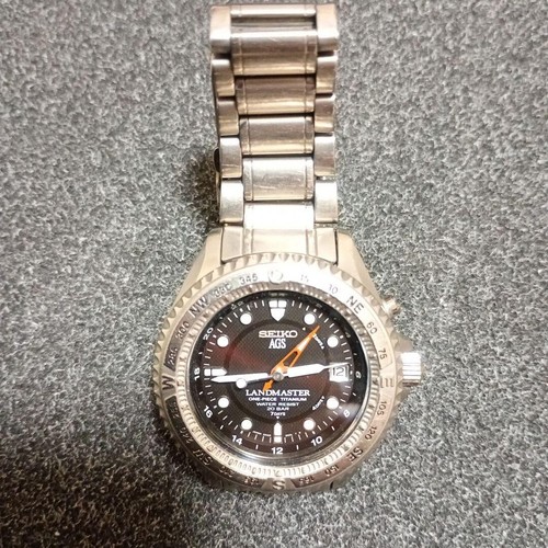 SEIKO Landmaster 5M45-6A01 Date Titan GMT Kinetic Mens Watch | eBay