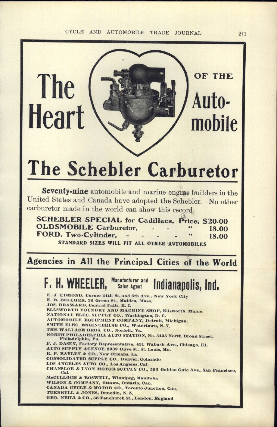 1905 PAPER AD CAR AUTO Schebler Carburetor Automobile F H Wheeler ...
