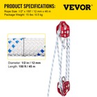 Twin Sheave Block and Tackle 7700Lb Pulley System 1/2" 150ft Rigging ...