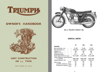 Triumph 650cc Twin Owners Handbook for Unit Construction 650 cc Twin ...