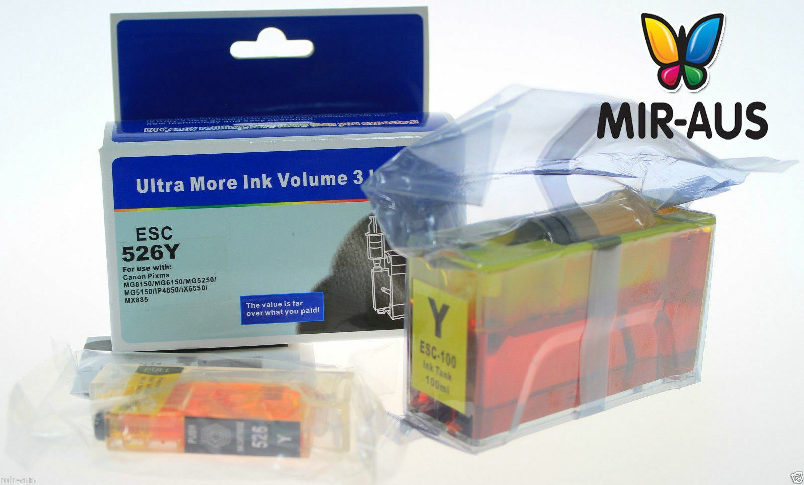 6 x Canon refillable cartridges+600ml ink PGI525BK CLI526BK 526C 526M ...