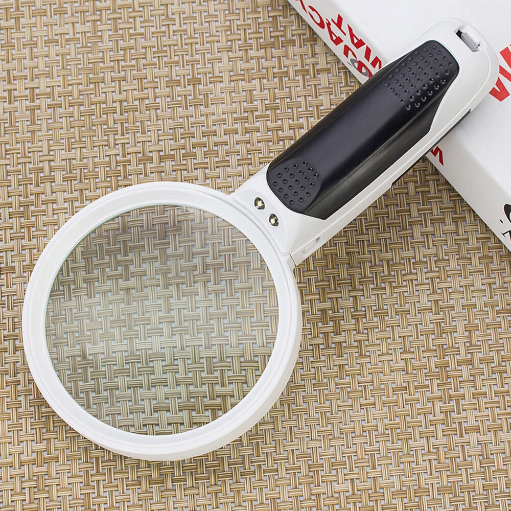 Handheld 2.5X/5X/16X Magnifying Glass Zoomer Magnifier Loupe With 2LED ...