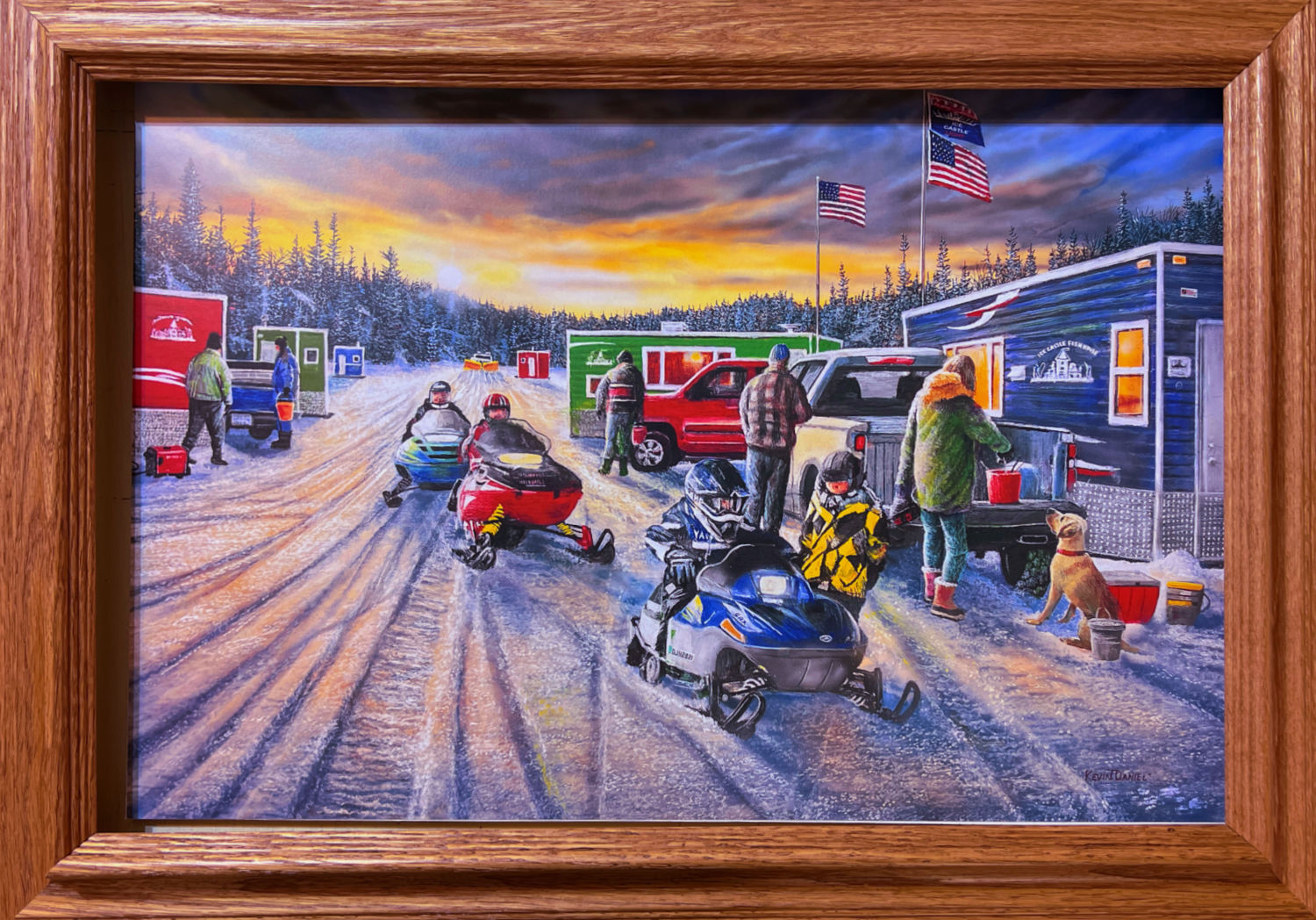 Kevin Daniel Ice Castle Daze Snowmobile Art Print-Framed-Oak 20 x 15 | eBay
