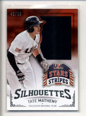 TATE MATHENY 2015 PANINI USA STARS & STRIPES SILHOUETTES JERSEY # ID ...