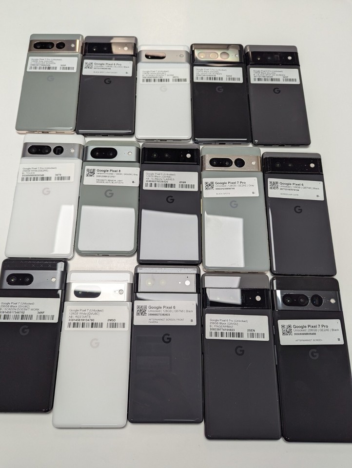 Lot of 5 Google Pixel Phones DIFFERENT DAMAGES/CONDITIONS & CARRIERS ...
