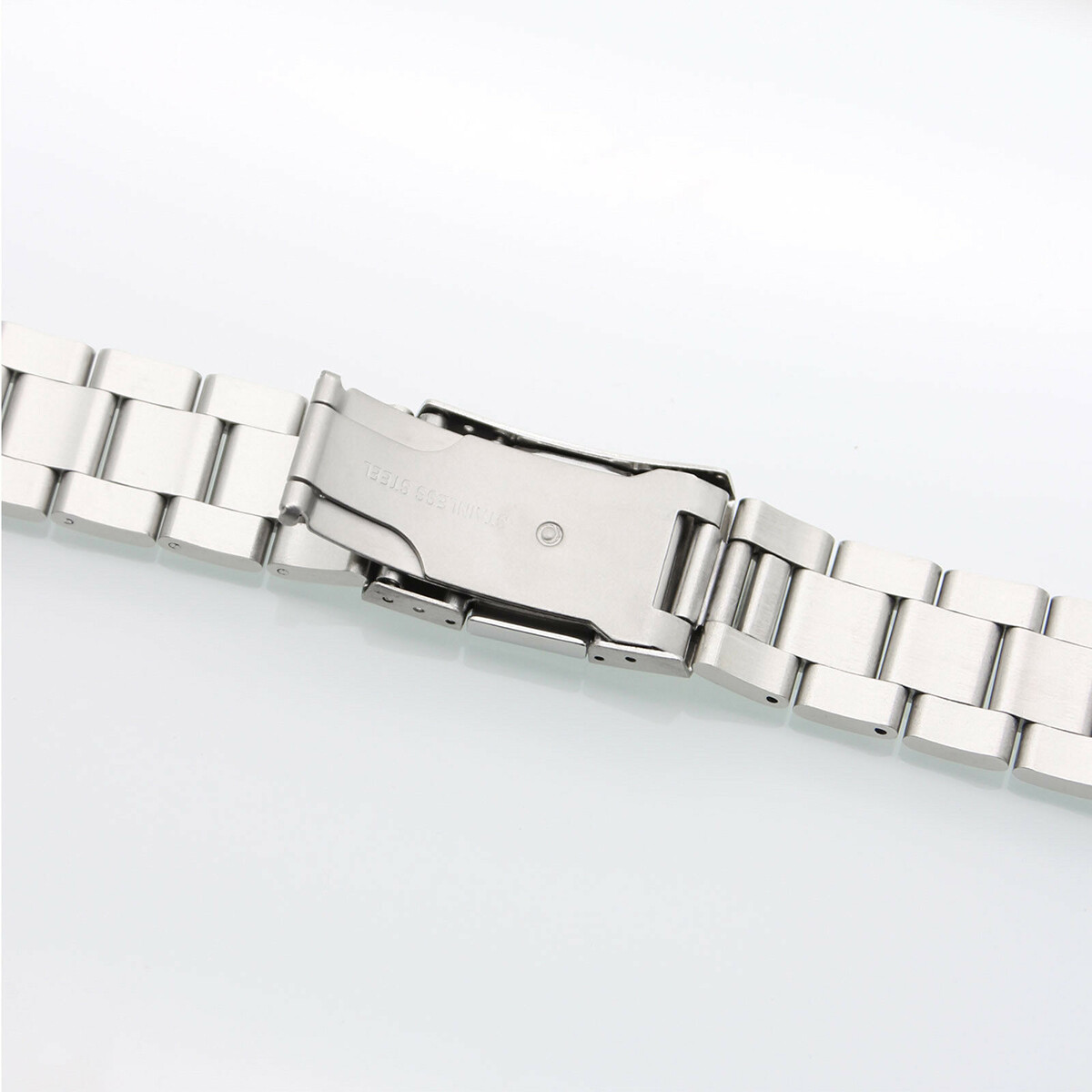 Stainless Steel Solid Links Watch Band Strap Bracelet Curved End 18 20 ...