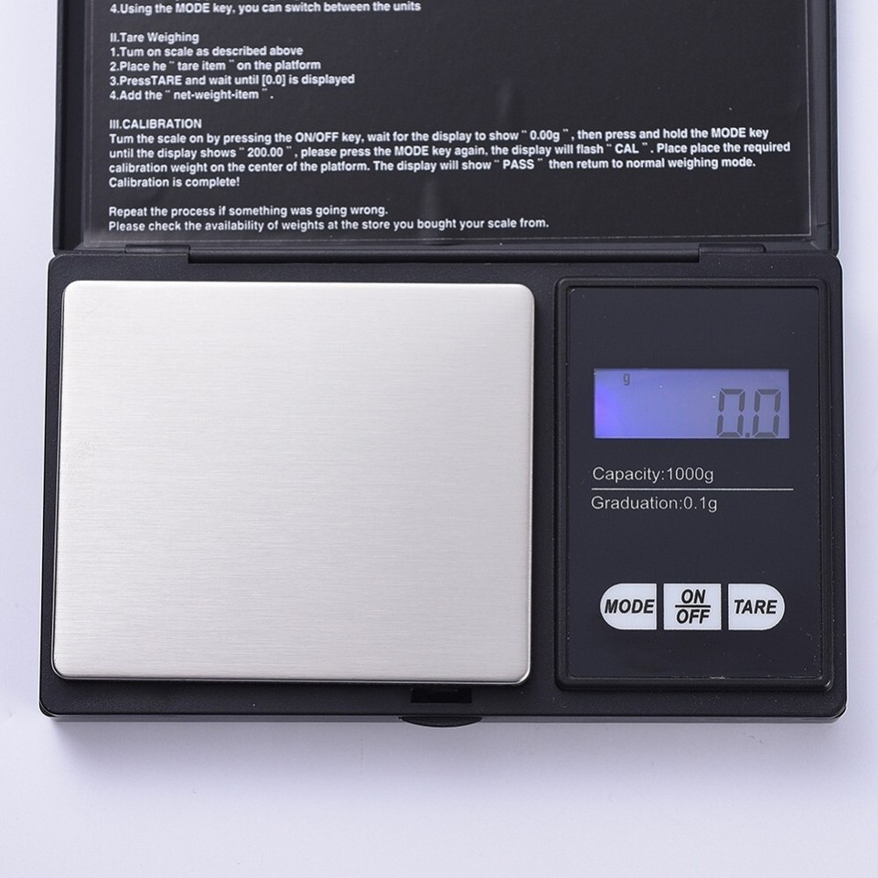 Digital Scale 1000g x 0.1g Jewelry Gram Silver Gold Pocket Size Herb ...