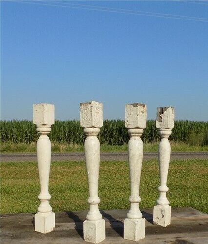 4 Balusters White Wood Architectural Salvage Spindles Porch Post House ...