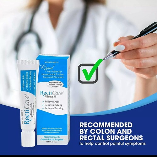 Recticare Anorectal Lidocaine 5 Cream Treatment for Hemorrhoids Other ...