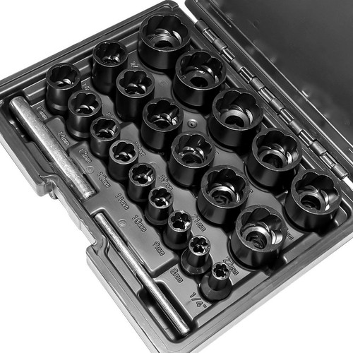 22pcs Bolt Nut Extractor Set Metric 8-27mm Impact Lug Removal Tool 1/2 ...
