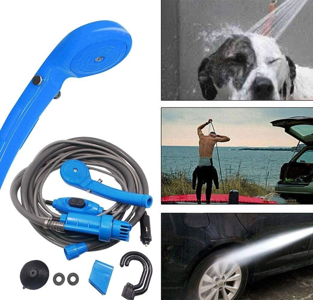 Portable 12V Car Camping Shower Outdoor Camper Caravan Hiking Clean ...