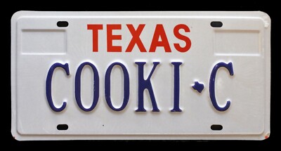TXS VANITY AUTO LICENSE PLATE " COOKI C " COOKIE COOKIES | eBay