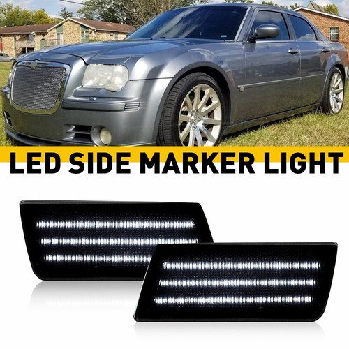 Fit 05-14 Chrysler 300 [WHITE LED STRIP] Bumper Side Marker Lights ...