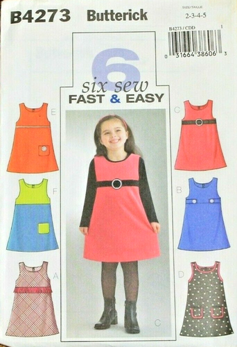 Butterick 4273 Girls Jumper Dress Sewing Pattern 2-3-4-5 (6 Fast/Easy ...
