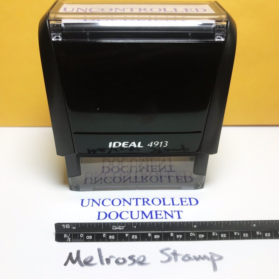 Uncontrolled Document Rubber Stamp Blue Ink Self Inking Ideal 4913 | eBay