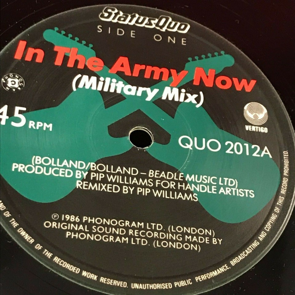 STATUS QUO In The Army Now 1986 UK 3-track 12" vinyl single original ...