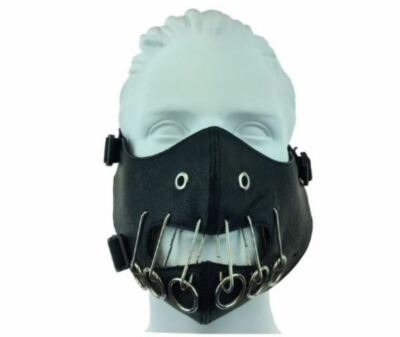 Gothic Black Leather Steampunk Motorcycle Half Mask Biker Cosplay ...