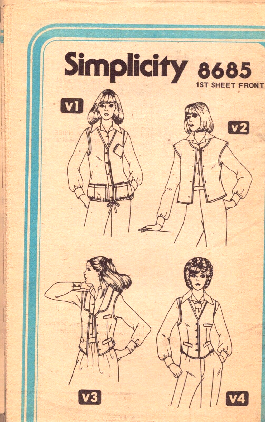 Simplicity 8685-Misses Set of Lined/Unlined Vests-Front Welts/Pockets ...