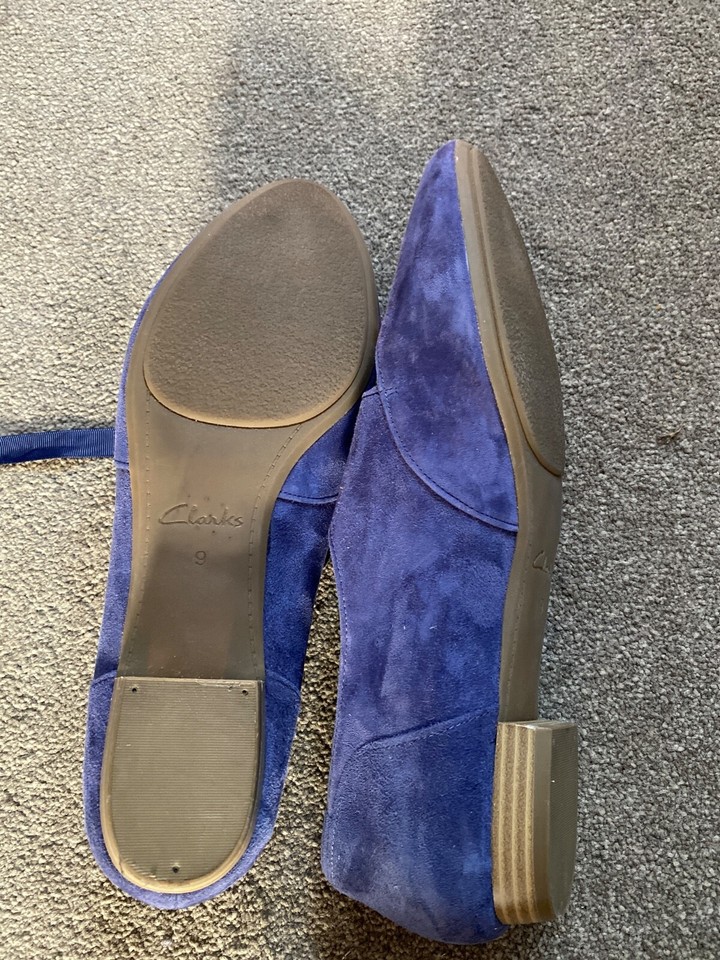 Clarks Purple Suede Flat Shoes with bow detail size 9 | eBay UK