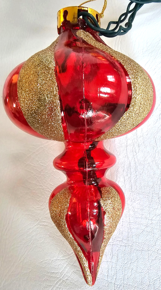 Set of 4 MERRY BRITE LIGHTED CHRISTMAS ORNAMENTS Corded String GLITTER ...