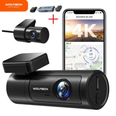 WOLFBOX i05 Dash Cam Front and Rear, 4K Dash Cam with GPS WiFi UHD ...