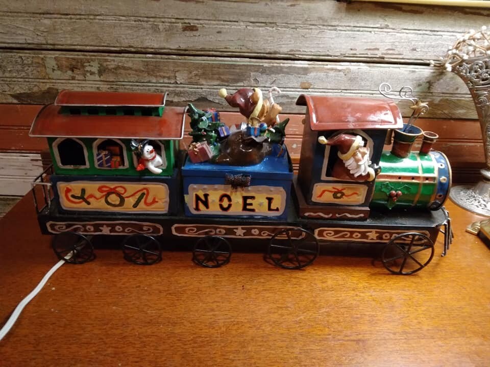 Metal Light Up Christmas Train ~ Santa Joy Noel ~ 20" Long, 7 1/2" Tall ...