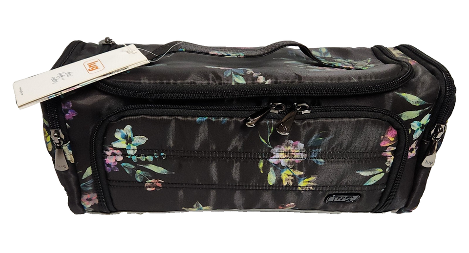 New with Tags Large Lug Trolley Black Floral Cosmetic Case Carry On 12. ...
