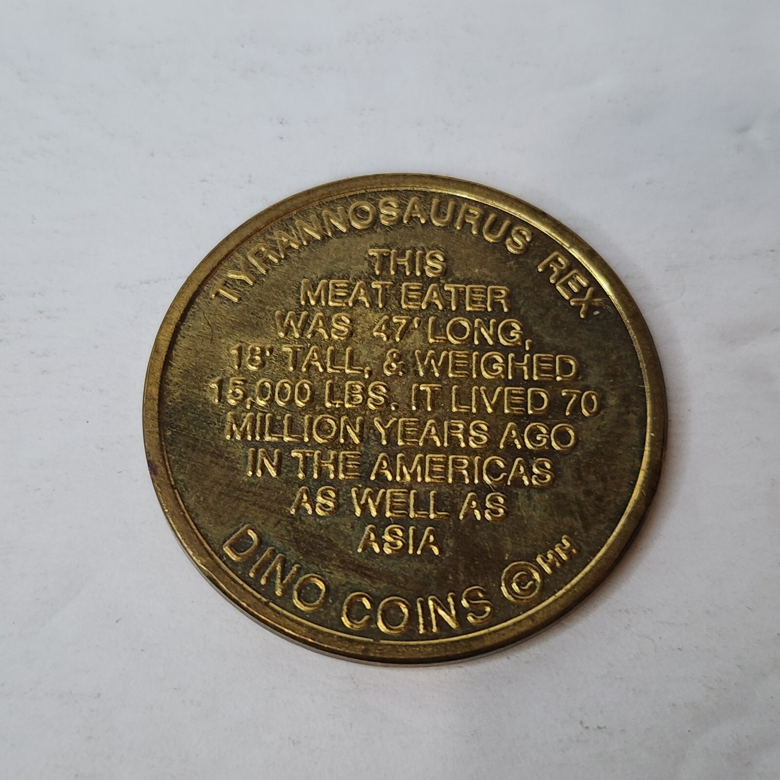 1998 Dino Coins 1" Tyrannosaurus Rex Dinosaur Souvenir Token Coin ...