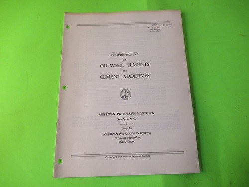 API SPECIFICATION FOR OIL WELL CEMENTS AND CEMENT ADDITIVES BOOKLET GAS ...