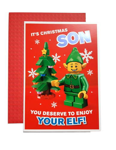 SON CHRISTMAS CARD - LICENSED LEGO "SON YOU DESERVE TO ENJOY YOUR ELF ...