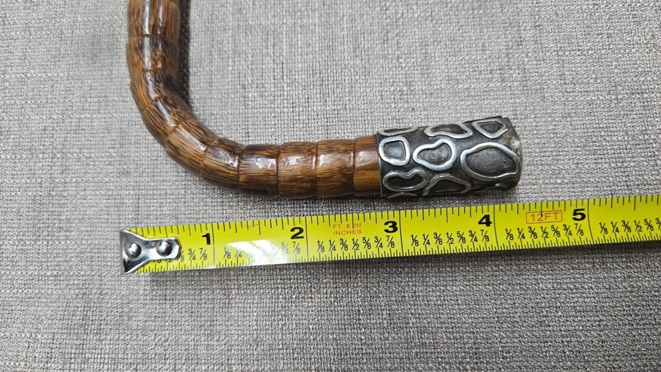 VINTAGE ANTIQUE SCALED OR LAYERED WITH STERLING TIP BAMBOO WALKING ...
