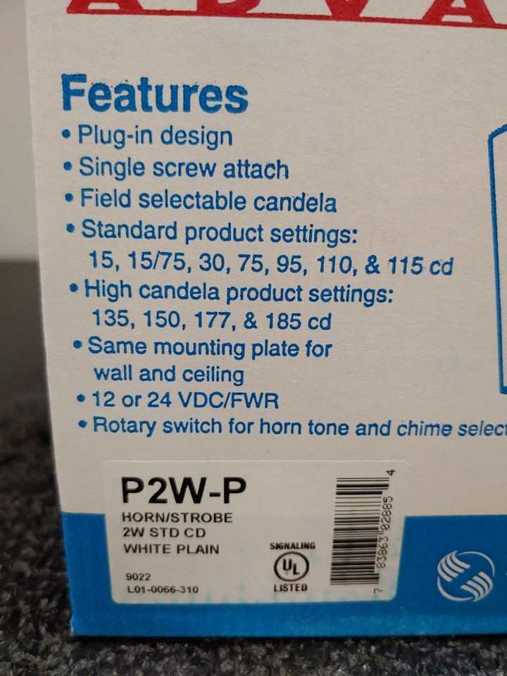 SYSTEM SENSOR SPECTRALERT P2W-P 2W STD CD White Plain Horn Strobe | eBay