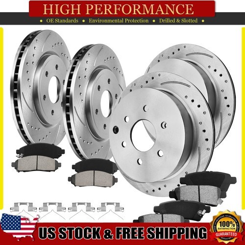 Front and Rear Drilled Rotors Brake Pads Kit for Nissan Frontier Xterra ...