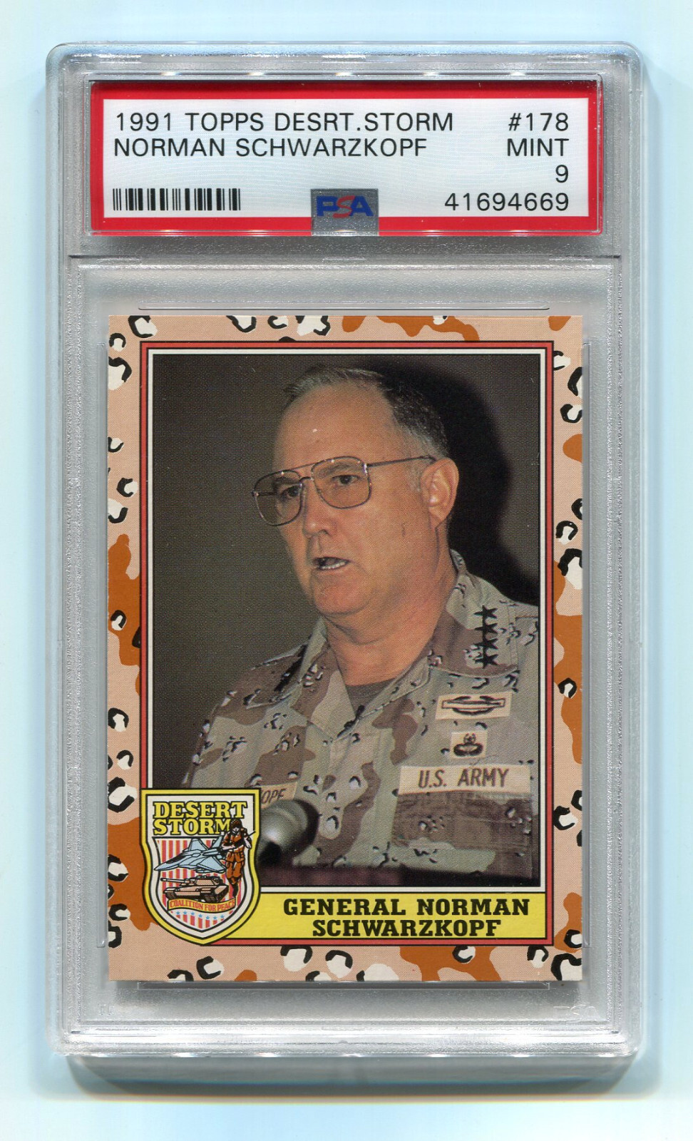 1991 Topps Desert Storm Shield 178 General Norman Schwarzkopf PSA 9 ...