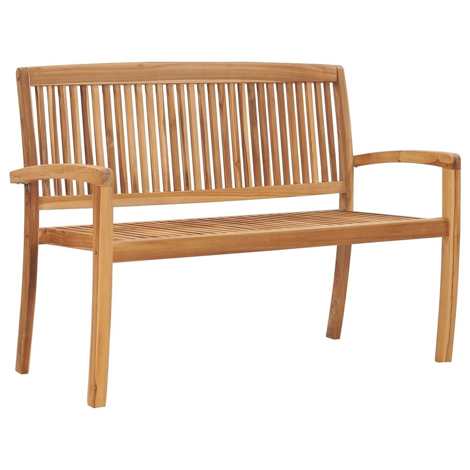 Outdoor Patio Bench Stacking Patio Bench with Cushion Solid Wood Teak ...