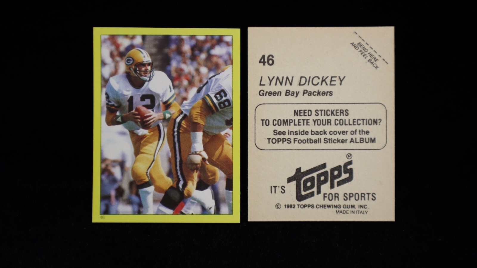 1982 Lynn Dickey Green Bay Packers Topps Yellow Sticker #46 | eBay