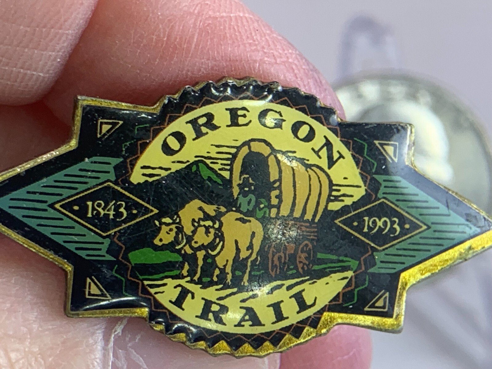 OREGON Trail 1843-1993 Covered Wagon & Ox Vintage Tack Pin T-4157 | eBay