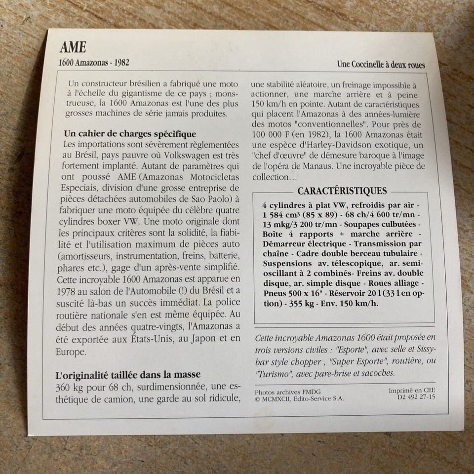 AME 1600 Amazonas carte moto collection Atlas Brésil | eBay