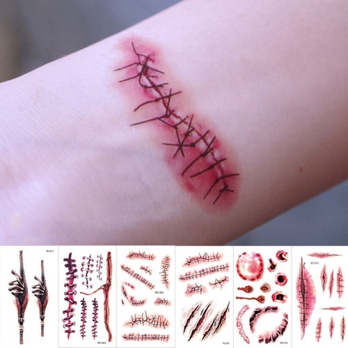 25pcs Acars Tattoos Scars Stickers Fake Scab Blood Terror Sticker ...