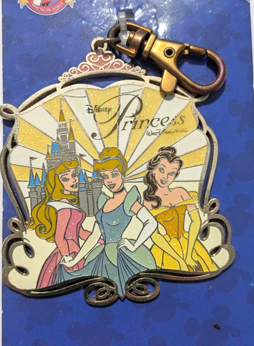 Disney pin key chain with Cinderella, Belle and Aurora | eBay