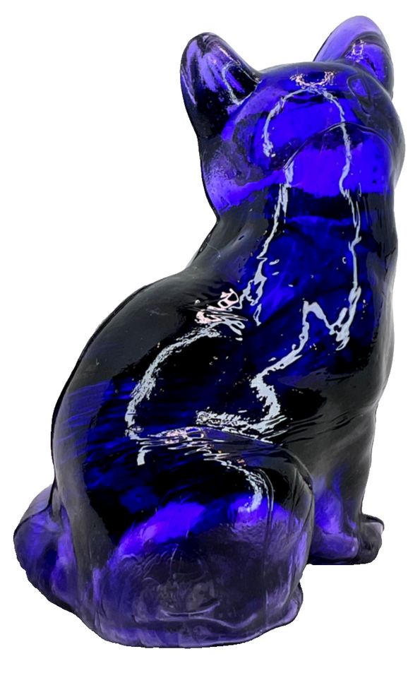 Fenton Dave Fetty 2021 Purple Hand Blown Sitting Cat Figurine - Signed ...