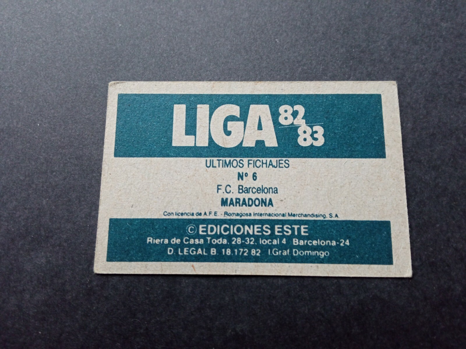 MARADONA ROOKIE CARD BARCELONA ESTE 1982 1983 IMPOSSIBLE VERSION | eBay