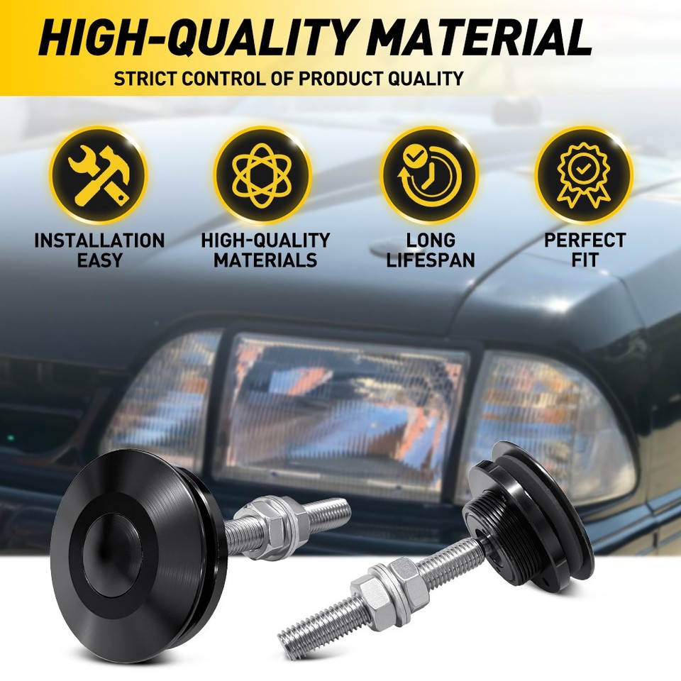 2 Sets 62.5mm Quick Release Push Button Bonnet Hood Pin Lock Catch ...