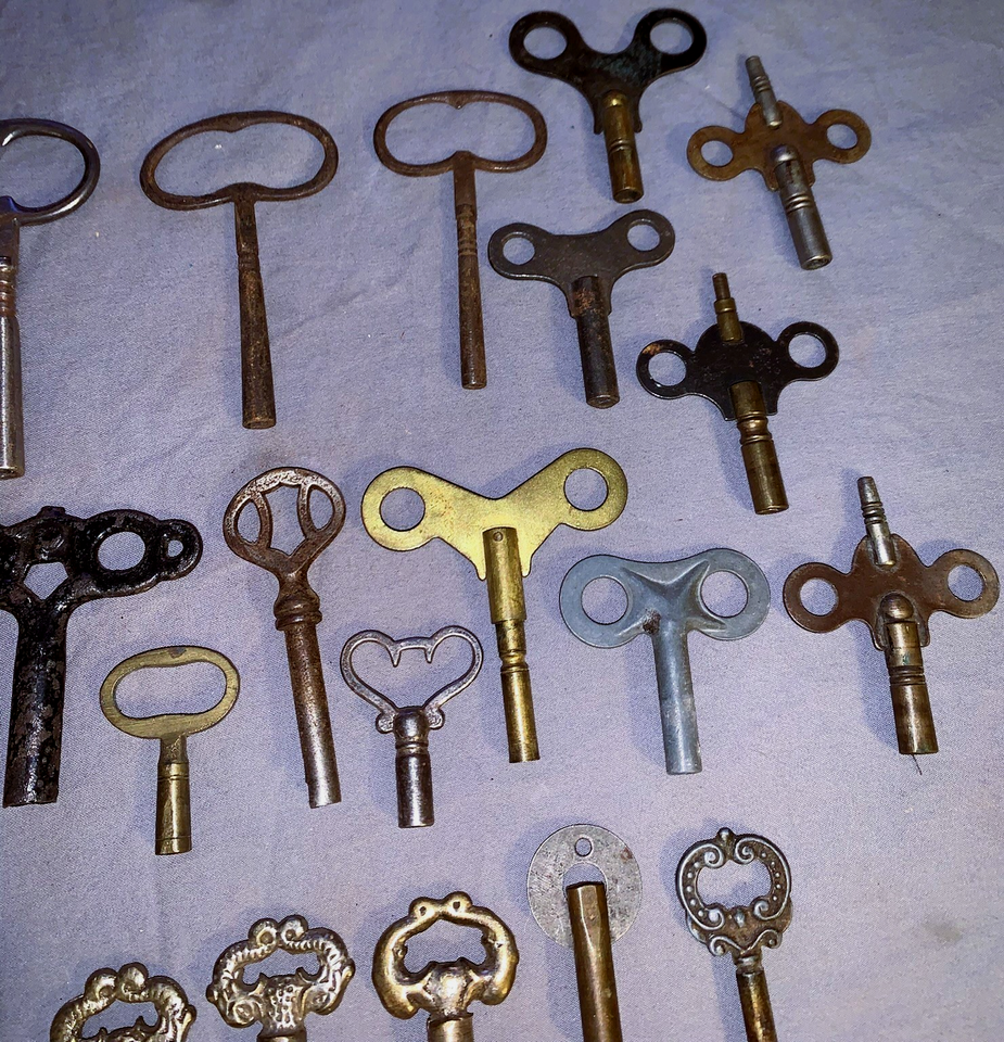 Great Lot 27 Antique Clock Keys Many Designs | eBay