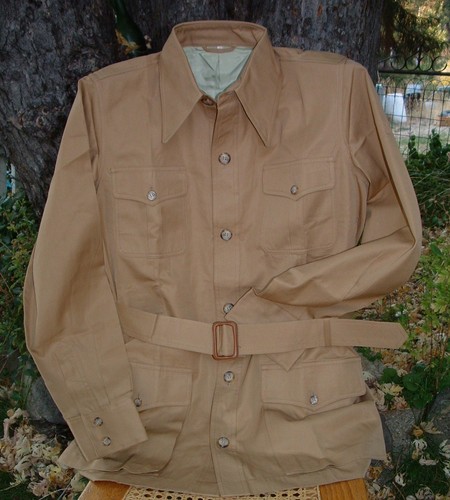 VTG HUNTING WORLD NYC Safari Bush Jacket BROWN 44 - PLEATED BACK - NOS ...